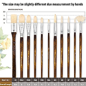 Professional Oil Paint Brush Set, Fuumuui 11pcs Superior Hog Bristle Paint Brushes Perfect for Oil Acrylic Gouache Painting