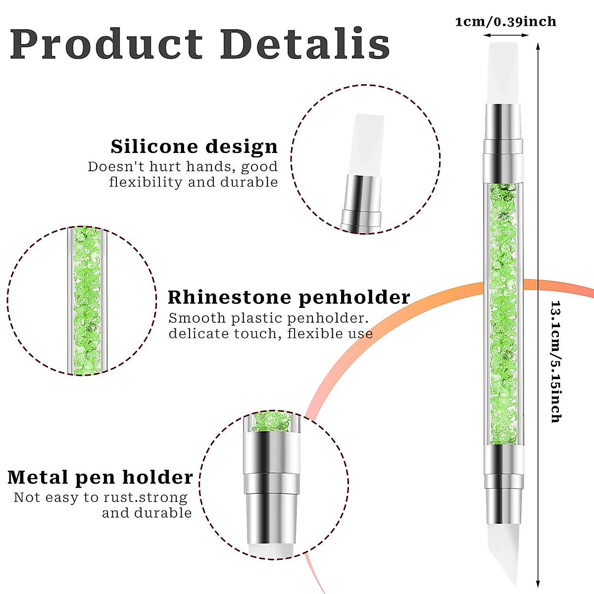 8 PCS Silicone Nail Art Acrylic Pen Brushes Rhinestone Nail Polish Carving Pen Dual Tipped Rubber Tip Nail Brushes for Design Nail Foil Carving Drawing and 3D Effect Shaping Drawing Dotting Tools