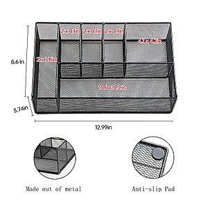 Paper Plate Organizer for Countertop, Metal Silverware Caddy with 6 Compartments for Plate, Cup, Fork, Knives, Spoon, Napkin, Paper Plate and Utensil Holder Caddy for Party, Camping, Picnic (Black)
