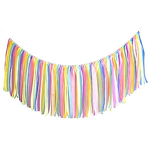 Kingsnow Highchair Banner Birthday Ribbon Garland 40 inches Chair Tutu Skirt for Ice Cream Party Decor,Baby Shower,Photo Booth Props,Classroom Decor and Girl Birthday