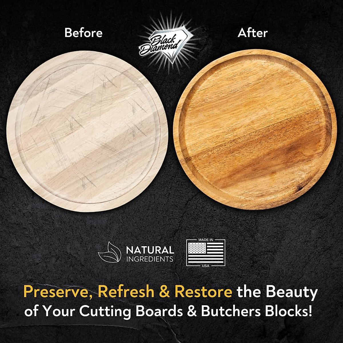 Wood Cutting Board Oil, Wax, and Conditioner. A Food-Grade Mineral Oil Alternative. Refined Coconut Oil (MCT), Beeswax, and Carnauba Wax. The Perfect Blend For Cutting Boards and Butcher Blocks. 5oz.