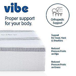 Vibe Gel Memory Foam Mattress, 12-Inch CertiPUR-US Certified Bed-in-a-Box, Queen, White