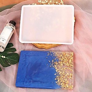 Woohome Large Silicone Resin Tray Mold, 7.8×11.8 inch/ 5.9×9.8inch Rectangle Plate Epoxy Resin Casting Mold for DIY Faux Agate Tray, Serving Board, Coaster, Home Decor