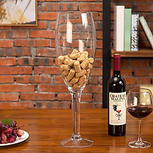 MyGift 20 Inch Oversized Wine Glass Vase, Decorative Novelty Wine Glass Cork Holder Decor
