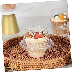 HEMOTON 100pcs Cupcake Packing Boxes Cake Packing Box Disposable Containers Mini Cake Boxes Mini Plastic Containers Dessert Holder Cups Cupcake Packaging Boxes Individual Cupcake Holder