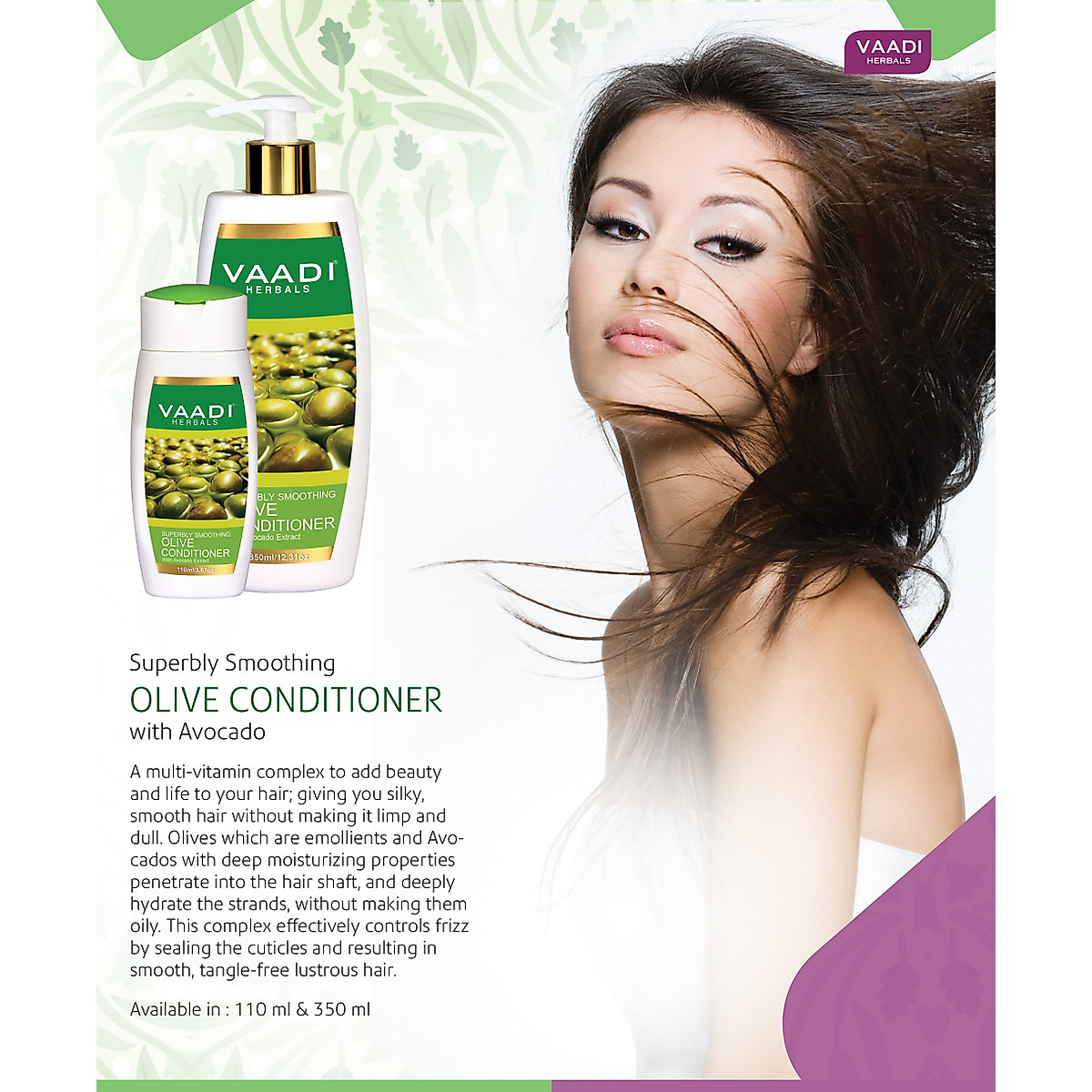 Vaadi Herbals Silky Smooth Conditioner ★ Olive Oil Conditioner with Avocado Extract ★ Herbal Conditioner ★ Sulfate Free ★ Scalp Therapy ★ Moisture Therapy ★ ALL Natural ★ 350 Ml(11.7 Oz)