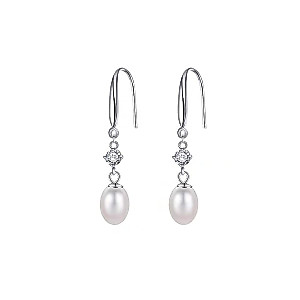 SLUYNZ 925 Sterling Silver Pearl Drop Earrings for Women Teen Girls Pearl Dangle Earrings Wedding Bridal Earrings (A-Silver)