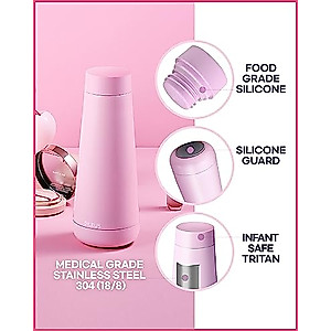 PILEUS INSULATED THERMOS WATER BOTTLE 12oz-14H Hot & 58H Cold, 7Layer Insulated Cap, Double Wall Insulation Vacuum Structure, Medical Grade StainlessSteel304(18/8) BPA-Free Tritan, Food Grade Silicone