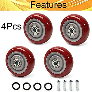 Juvielich 4Pcs Push Cart Wheels 3.5 Inch PU Caster Wheels Bearings Repair Kits, Heavy Duty Plate Casters, Shelf Replacement Wheels for Platform Trucks, up to 264 LBS/120KG