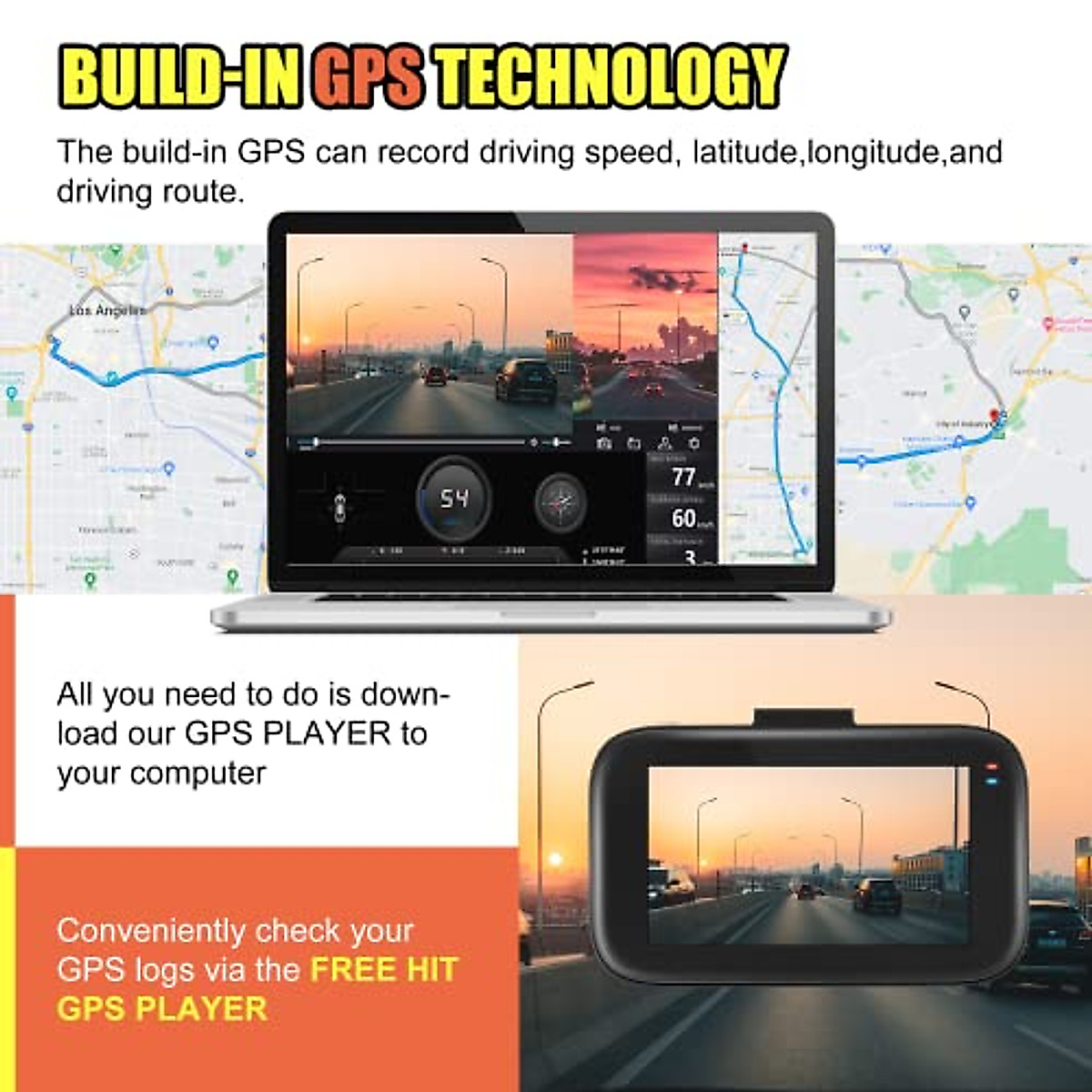 Dash Cam,Dash Cam Front and Rear,AQV Dual Dash cam Built-in GPS, 4K+1080P,Parking Monitor, Super Night Vision, Capacitor, WDR,G-Sensor, Motion Detector,Loop Recording,Support 128GB Max