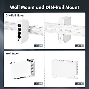 PoE Passthrough Switch, 1 PoE in 3 PoE Out Extender, IEEE802.3af/at PoE Powered, 100Mbps Ethernet, din-Rail & Wall Mount
