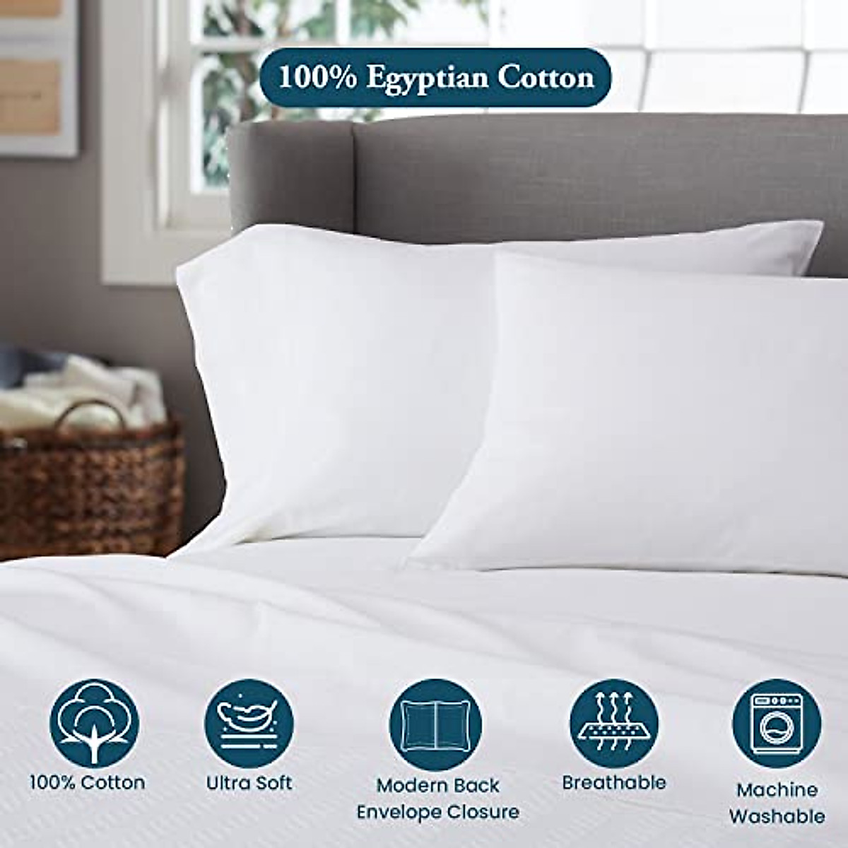 Toddler Travel Pillowcase Set of 2 PC Pillow Cover 100% Egyptian Cotton Decorative Pillowcase 500 Thread Count Baby Pillowcase with Zipper Closure Toddler Pillowcase 12x16 inch, White Solid