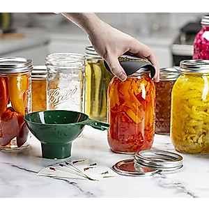 Wide Mouth Mason Jars 32 oz (Quart) Mason Jars with Lids and Bands (24-Pack) bundled With, KangarooBands Jar Opener, and Package Of Jar Labels | Canning, Fermenting, Pickling, DIY Decors Projects