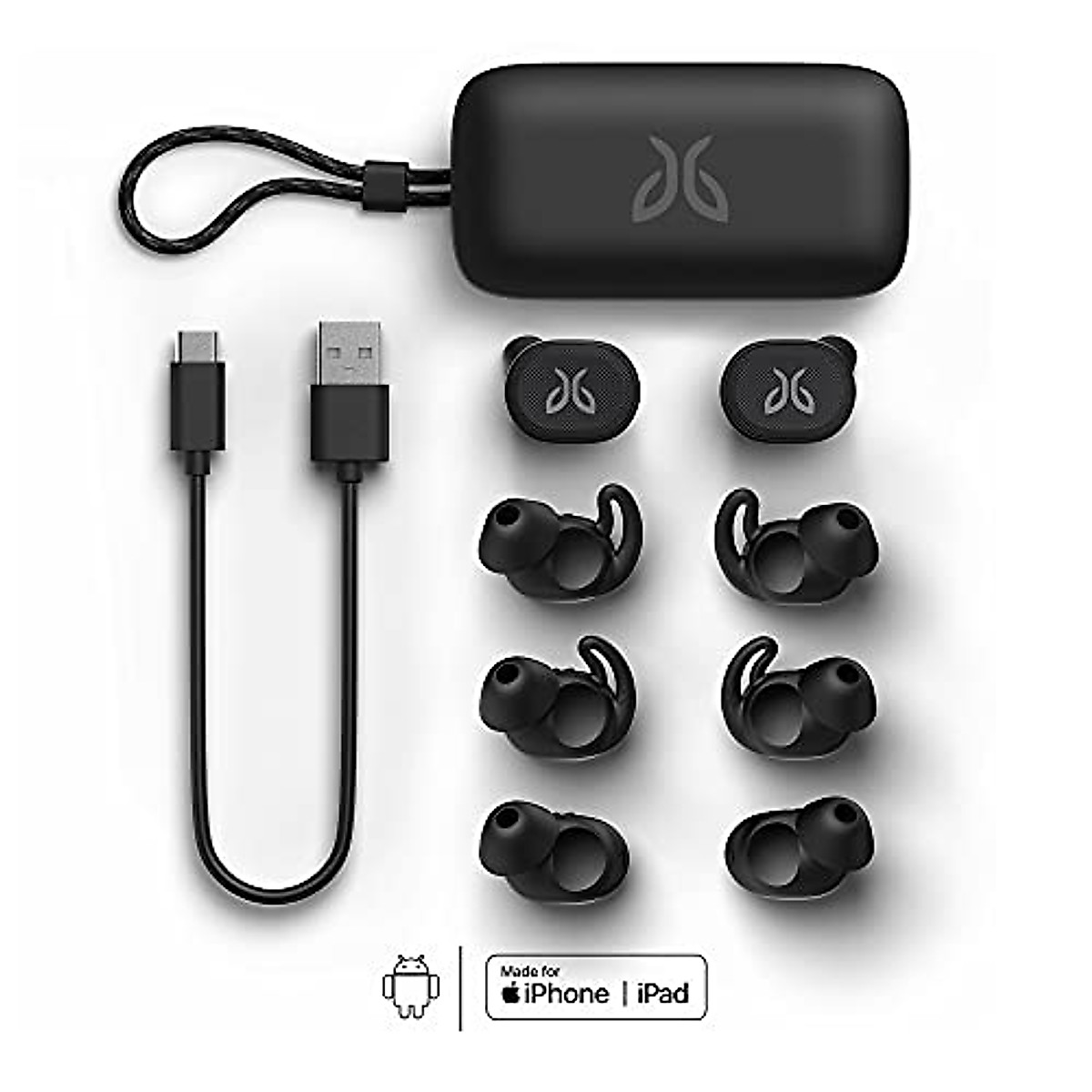 Jaybird Vista 2 True Wireless Bluetooth Headphones With Charging Case - Premium Sound, ANC, Sport Fit, 24 Hour Battery, Waterproof Earbuds With Military-Grade Durability - Black