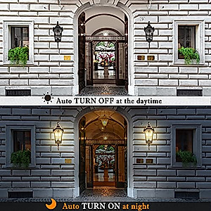 PARTPHONER Dusk to Dawn Outdoor Light Fixtures Black Roman, Waterproof Outside Porch Light Wall Sconce Lighting, Exterior Wall Lantern with Water Glass for Garage, Porch, Doorway