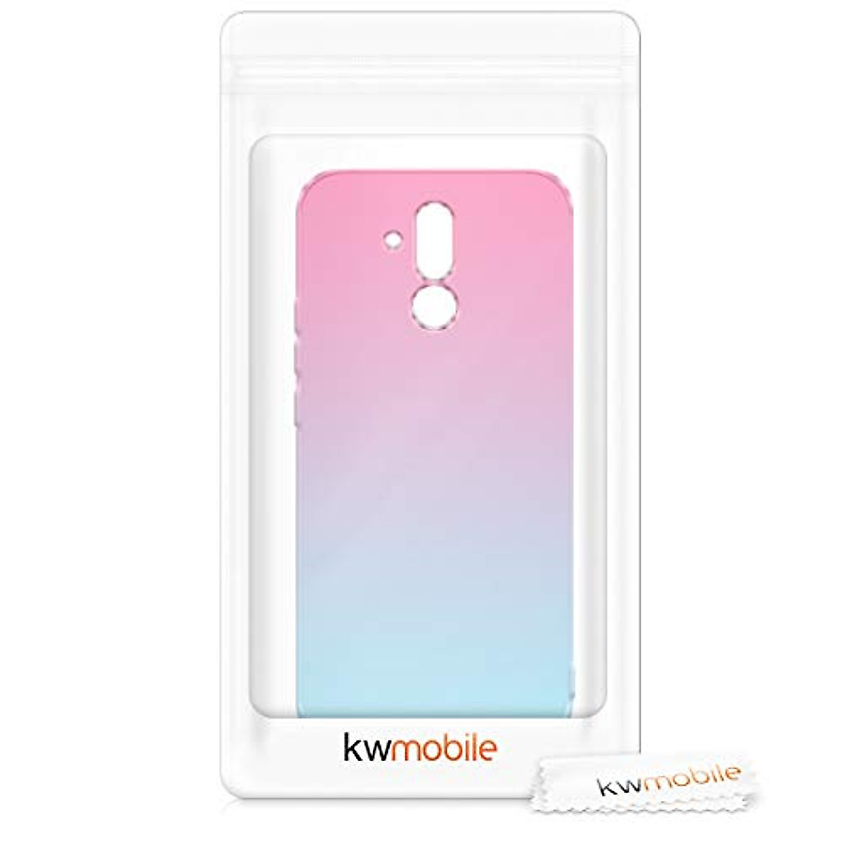 kwmobile Case Compatible with Huawei Mate 20 Lite - Case Transparent Gradient Phone Cover - Bicolor Dark Pink/Blue/Transparent