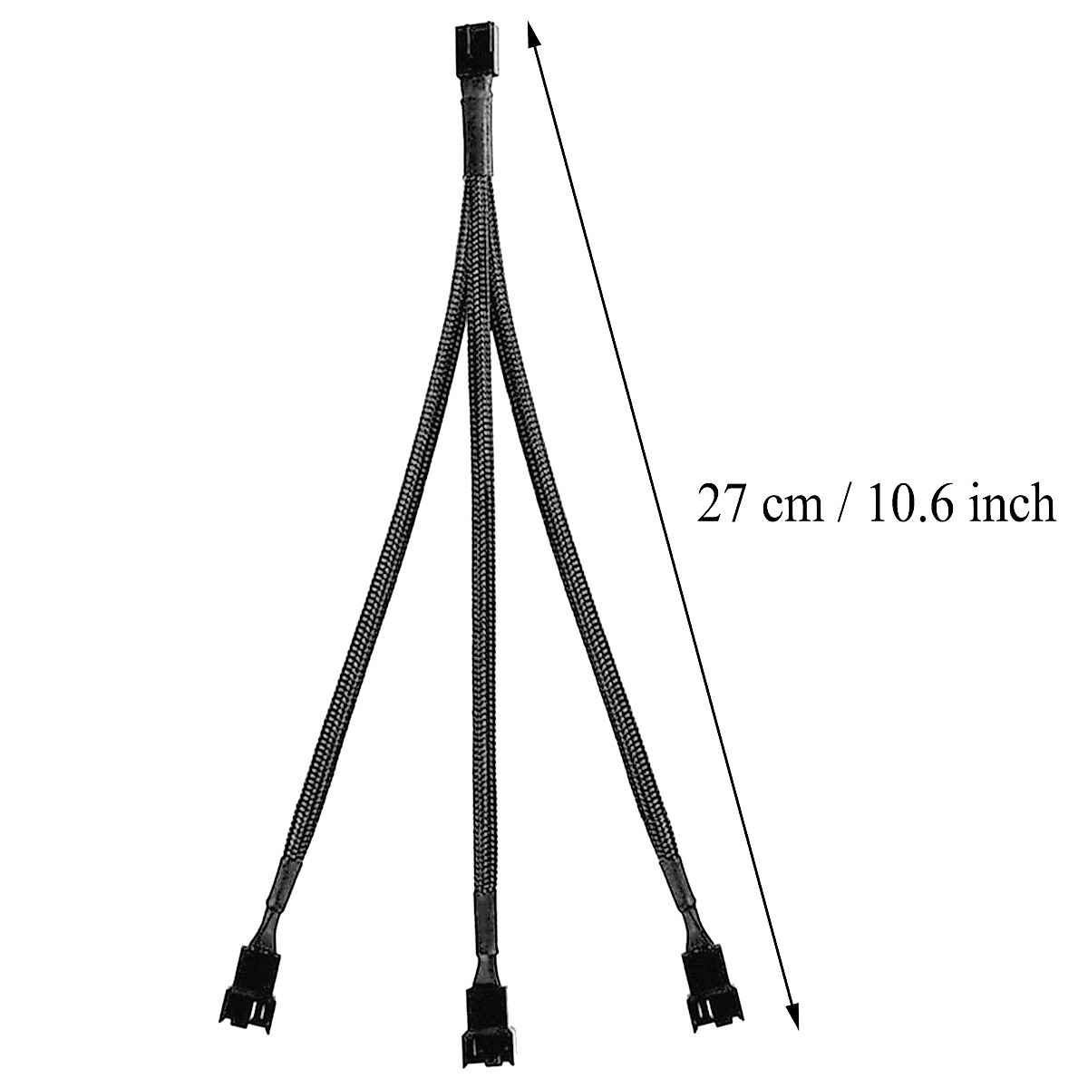 ThreeBulls 2 Pack 4-Pin PWM Fan Splitter Cable, Sleeved Braided Adapter Computer PC Fan Power Extension Cable 1 to 3 Converter for Computer ATX Case 4-Pin/3-Pin Cooling Fan Cable (10.6" 1 to 3)