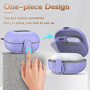 QIUDAOY 3in1 with Lock for Samsung Galaxy Buds Pro 2 Case/Galaxy Buds Pro Case/Galaxy Buds 2 Case/Galaxy Buds Live Case,One-piece Hard Shell Protective Cover with Lanyard/Keychain Accessories (Purple)