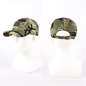 LANGZHEN Men's Women's USA American Flag Polo Style Baseball Cap Embroidered Military Camouflage Hat (3#Flag-Camouflage)