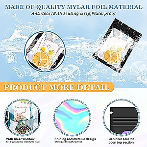 120 Resealable Mylar Bags, Smell Proof Bag for Food Storage, Holographic Packaging Pouch Bags with Front Window for Sample Snack Cookies Jewelry (4 x 6 Inch, Black)