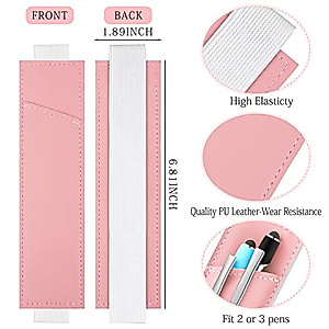 Glenmal 8 Pieces Adjustable Elastic Band Pen Holder Colorful PU Leather Sleeve Pouch Pen Sleeve Journal Pen Holder Pencil Holder for Notebook Pen Holder Pouch with Elastic Band, 8-1.5 Inch, Detachable