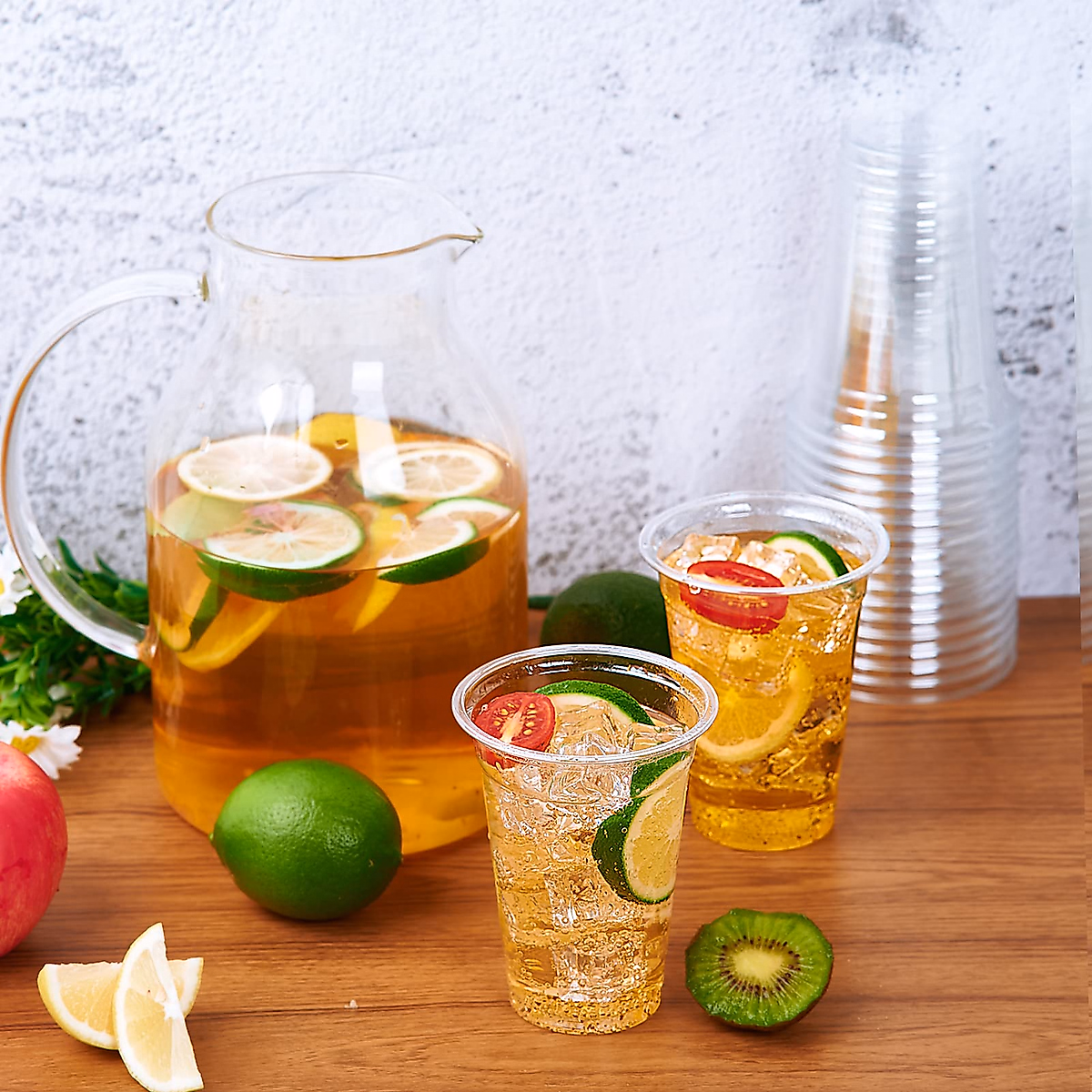 Lilymicky [200 Pack -10 oz] Clear Plastic Cups, PET Disposable Drinking Cups, Wine Party Cups, Perfect for Birthday Parties, Weddings, Christmas Day