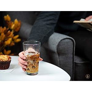 Drinking Glasses Set of 12, Durable Glassware Set Includes 6-17oz Highball Glasses 6-13oz DOF Glasses | Heavy Base Tall Glass Cups for Water, Juice, Beer, Wine, and Cocktails