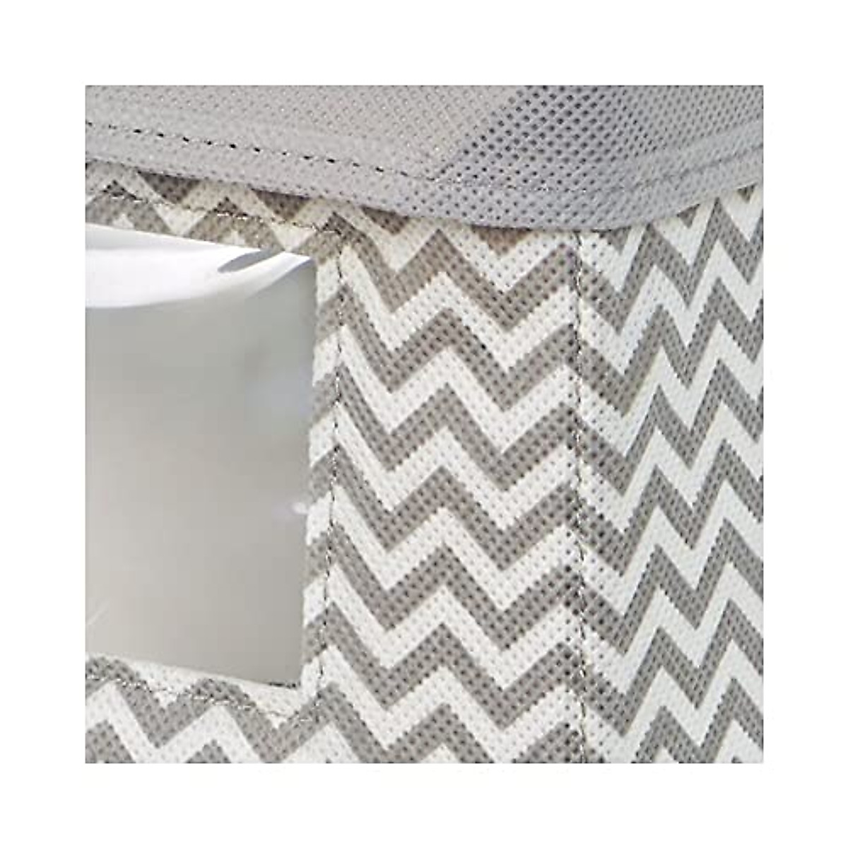 mDesign Medium Fabric Stackable Closet Storage Organizer Box, Front Window/Lid - Bedroom, Office, Mudroom Organization, Hold Clothes, Blankets, Linens, Spira Collection, 4 Pack, Taupe/Natural Chevron