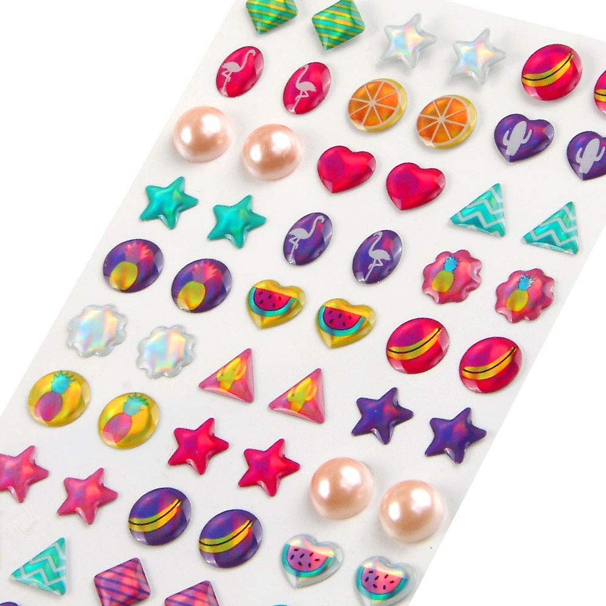 AUGSUN 240 Piece Sticker Earrings 3D Gems Sticker Girls Sticker Earrings Self-Adhesive Glitter Craft Crystal Stickers