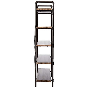 Christopher Knight Home Clint Faux Wood Industrial Five Tier Shelf, Finish, Dark Brown Texture Brown