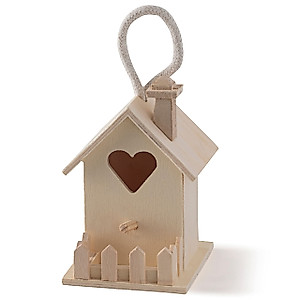 4.7" Heart & Fence Birdhouse by Make Market - Unfinished Hanging Birdhouse Made of 100% Wood, Outdoor Nesting Boxes - Bulk 12 Pack