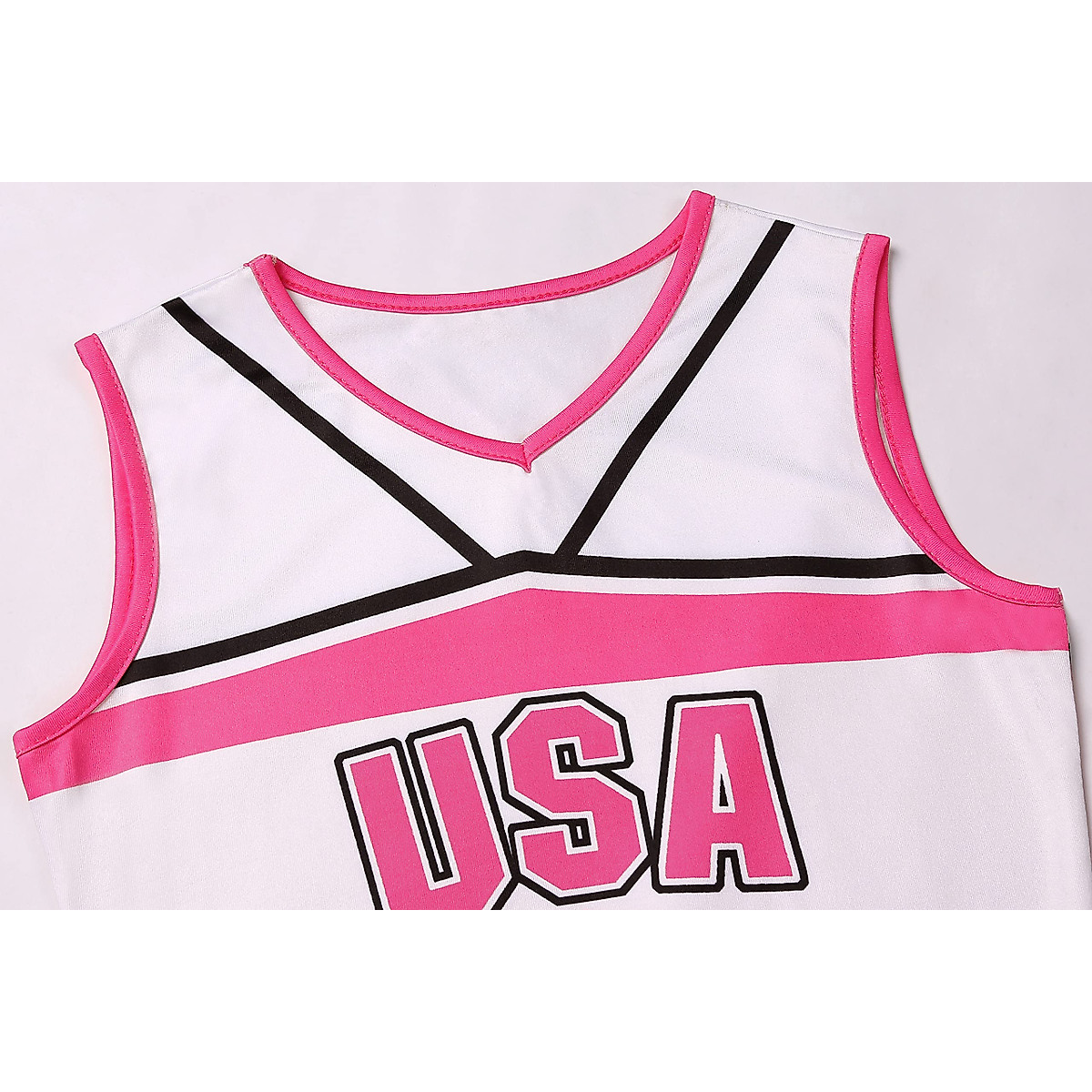 Gigoitly Cheerleading Costume for Girls Pink Cheerleader Outfit with Pom Poms for Girls’ Cheer Up Halloween Birthday Gifts