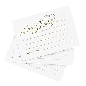 Bliss Collections Share a Memory Cards, Gold Foil, Cards for Weddings, Showers, Birthdays, Celebration of Life, Funeral, Retirement, Going Away and Graduation Memories, 4"x6" (Pack of 50)