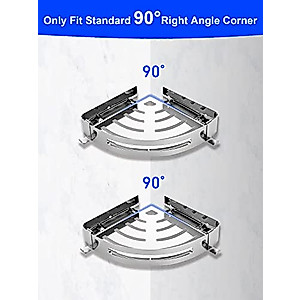 KEIJO 2-Pack Corner Shower Caddies Bathroom Shelves with 4 hooks,No Drilling,Stainless Steel,Shower Storage Organizer for Kitchen, Dorm and Toilet with Adhesive (Silver)