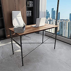 VANCIKI Computer Desk 55 x 24 Inches - Modern Simple Style Work Table Study Writing Workstation with Thicken Table Top for Home Office, Easy Assembly, Rustic Brown