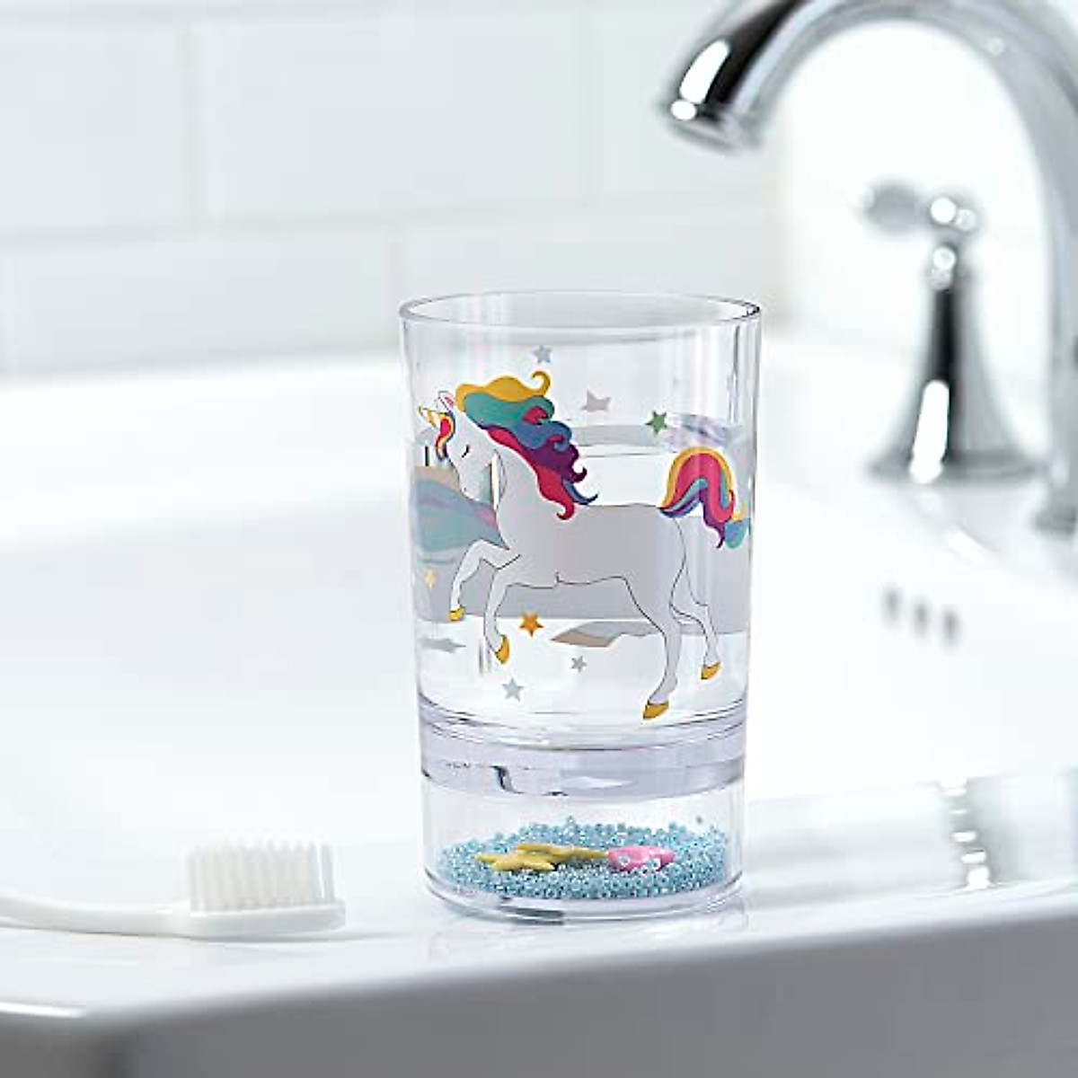 Allure Home Creation Unicorn & Rainbow 4-Piece Plastic Bath Accessory Set