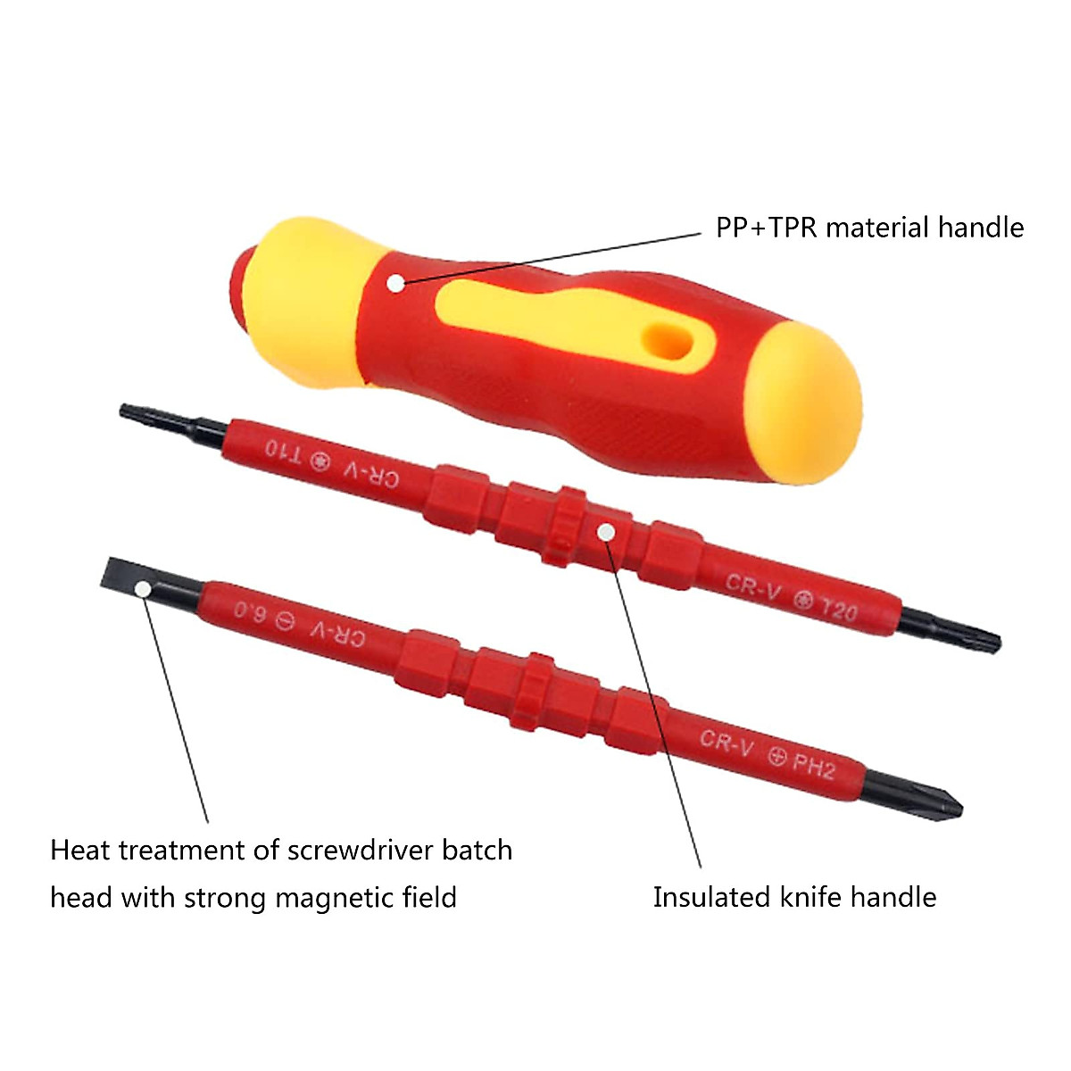 Insulated Interchangeable Set Includes Handle Magnetic Tip 8-Piece Insulated Screwdriver Set Electrician Magnetic 1000v