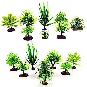 Saktopdeco 16 PCS Miniature Trees Plastic Diorama Trees Model Scenery Tree Cake Topper for Crafts DIY Landscape Dollhouse Train Scenery