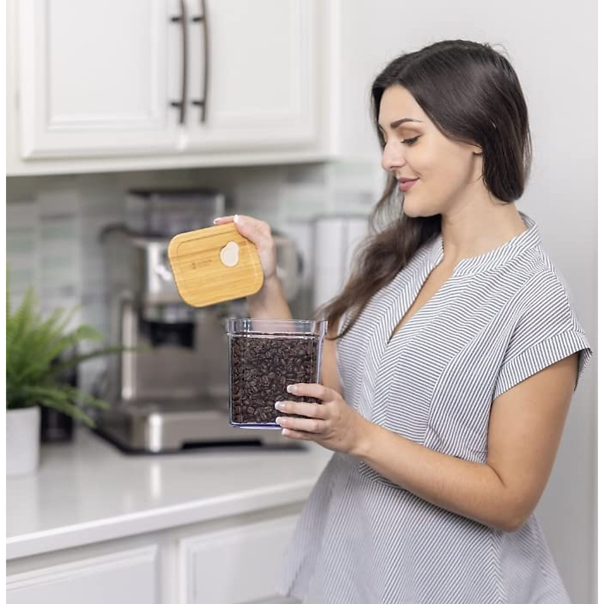 Red Panda Bamboo Plastic BPA free food storage containers with airtight bamboo lids, 3 piece set, meal prep containers