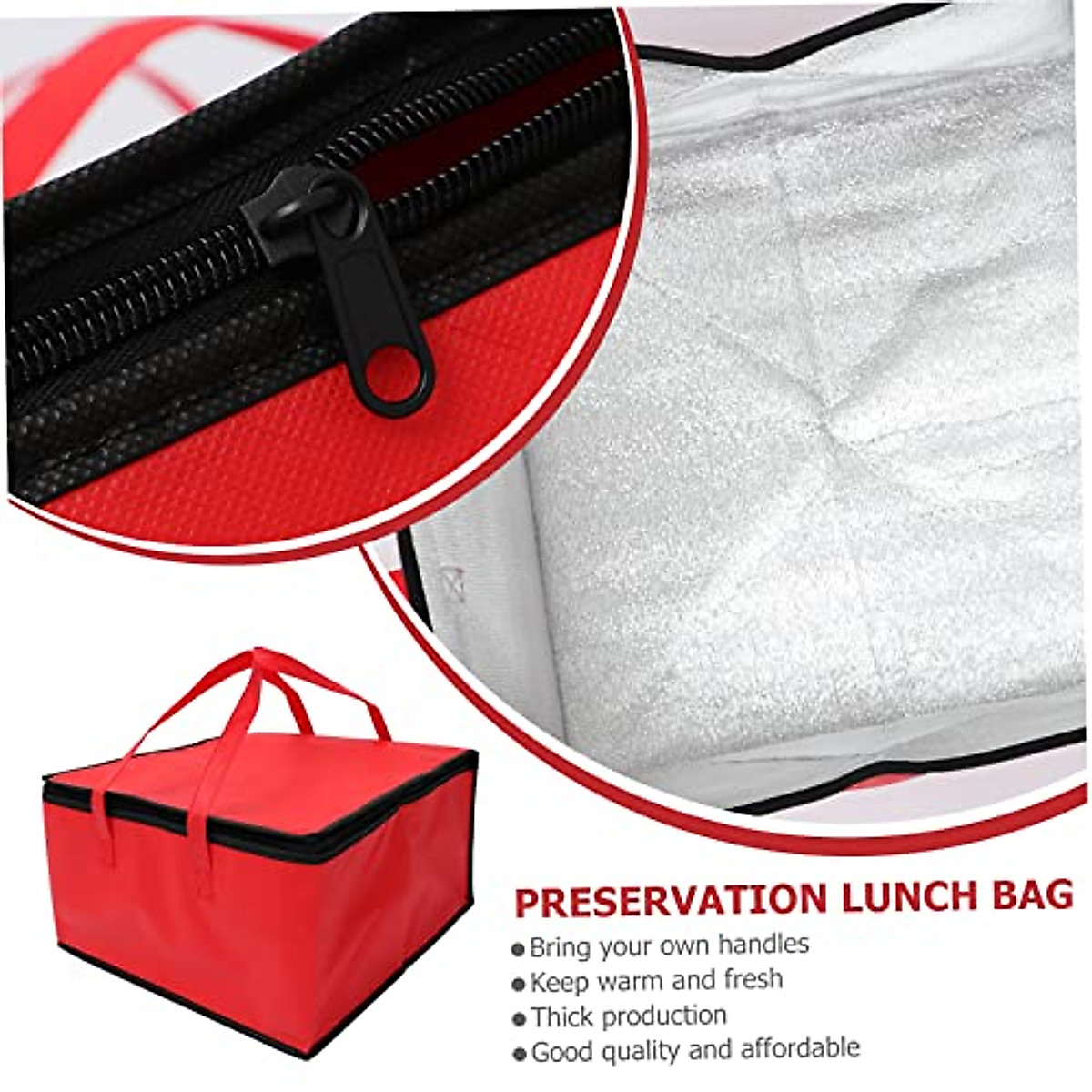 Garneck Insulation Bags Camping Insulated Bag Bento Bag Hot Case for Food Pizza Warmer Bags Camping Heater Cartoon Backpack Hand Bags Fresh Preservation Lunch Bag Non-woven Fabric Red