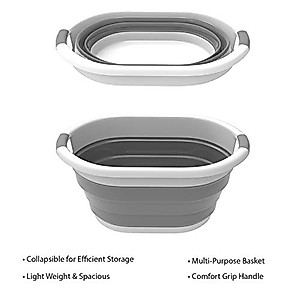 Collapsible Laundry Basket- Space Saving Pop Up Clothes, Multiuse Organizer/Storage Container with Comfort Grip Handles by Lavish Home (Gray)