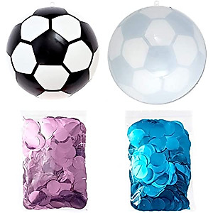 Gender Reveal Confetti Soccer Ball, Pink and Blue, for Baby Boy Girl Gender Reveal Party. Great Photos Opportunity