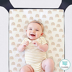 The Peanutshell Mini Crib Sheet Set - 3 Pack - Multiuse for Pack n Play, Playard, Playpen, Mini Crib - Boho Rainbow