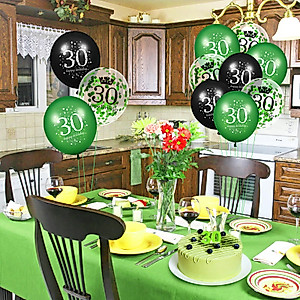 30th Green Birthday Balloons Decorations,15PCS Green and Black 30th Happy Birthday Balloons for Women Men 30 Years Old Anniversary Party Latex Inflatable Clear Confetti Balloon Indoor Outdoor Supplies