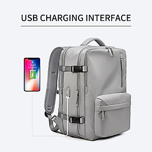 INFEYLAY Women Travel Backpack,16 Inch Expanded 39L USB Charging Business Laptop Backpack with Shoe Bag,waterproof hiking outdoor Backpack (grey)