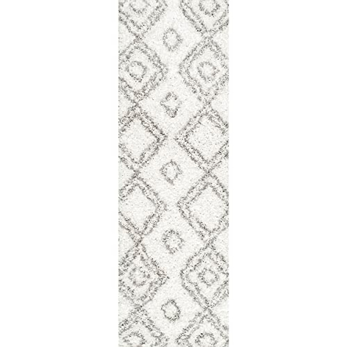nuLOOM Iola Geometric Shag Runner Rug, 2' 8" x 8', White