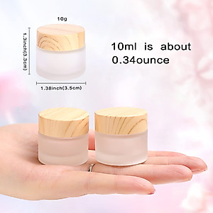 8PCS 10MLGlass Cosmetic Containers with lids，Round Frosted Glass Jars with Leakproof lids,Small Empty Glass Sample Jars for Makeup Lip Scrub Balm Lotions Sample Eye Creams DIY (8 PACK 10ML)