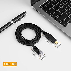 CableCreation USB C to RJ45 Console Cable 6 Feet USB Serial Adapter Compatible with Router, Cisco, NETGEAR, Windows, macOS, Linux, Black