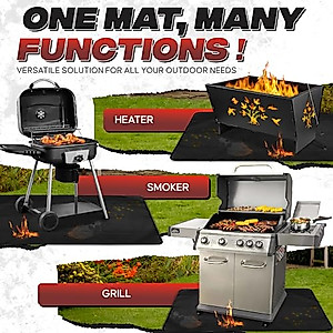 XL Under Grill Mat (60x40) Fireproof Waterproof Oilproof BBQ Grilling Mat for Outdoor/Indoor Smoker Cooking, Fire Pit, Pizza Oven Table, Fireplace, Camping, Barbeque | Protects Grass, Patio, Floors