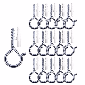 TAIHUIMY 16 Pack Q-Hanger Hooks for Outdoor String Lights, Eye Hooks Screw Christmas Rope Light Clips, Wall Cabinet Ceiling Hooks with Safety Buckle for Wire Party Light Plants Wind Chimes